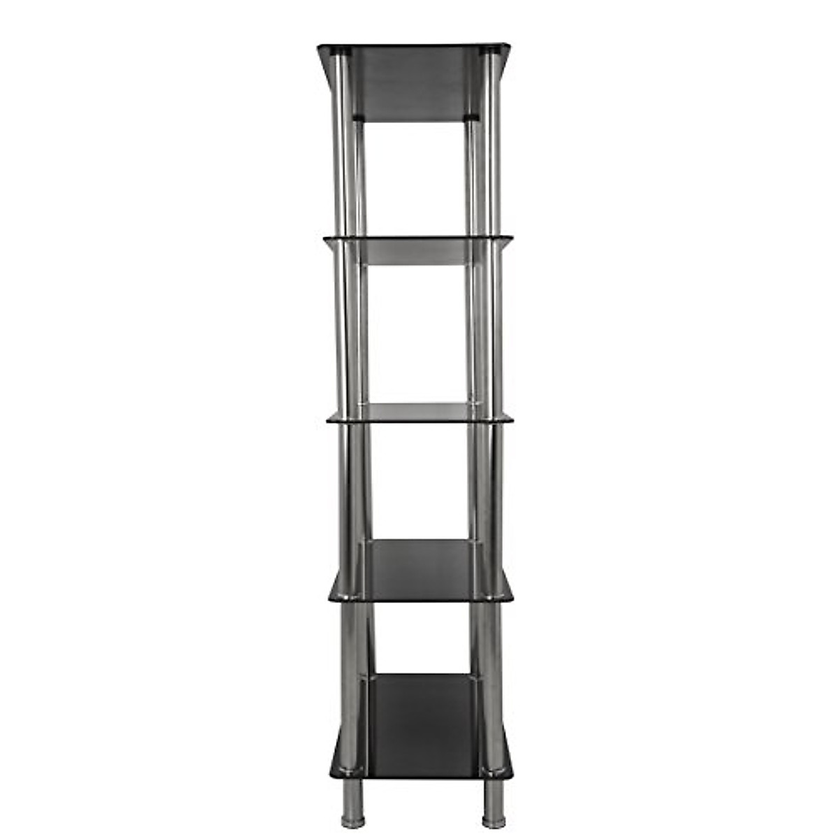 AVF S25-A Tall 5 Tier Shelving Unit in Black Glass & Chrome