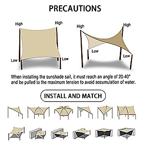 NyShine Sun Shade Sail with Hardware Kit Waterproof 6.5' x 10' Rectangle UV Block Canopy Awning Shelter for Outdoor Patio Backyard Lawn Garden Carport