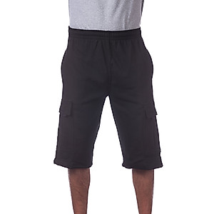 Pro Club Men's Fleece Cargo Short, Black, 4X-Large
