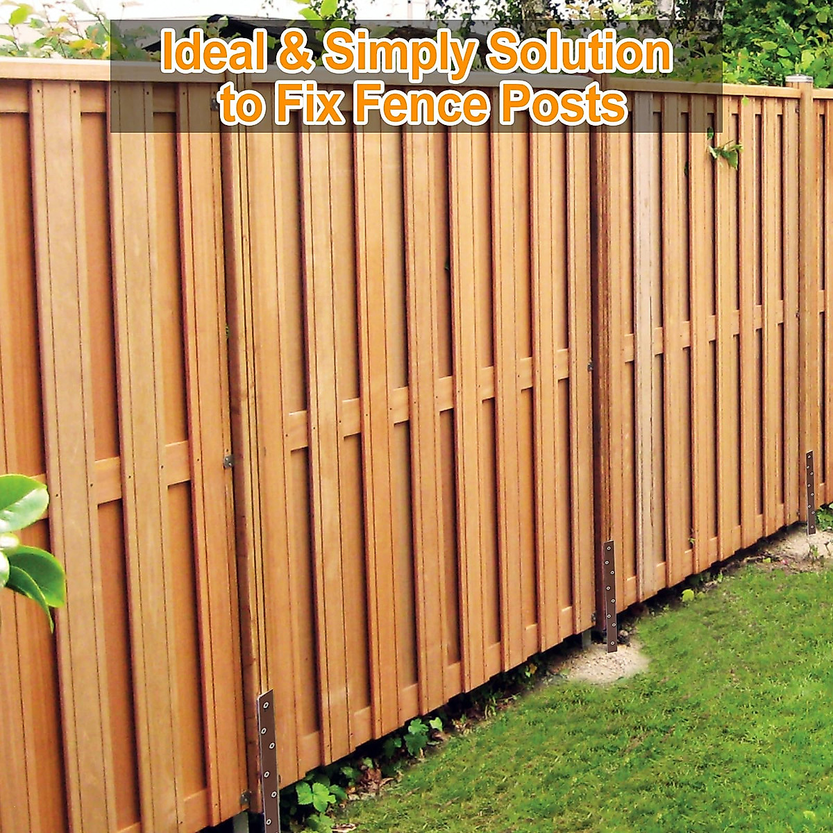 Sekcen 6 Pack Fence Post Repair Stakes Spikes Fence Post Repair Kit for Wood Fence Post Fix