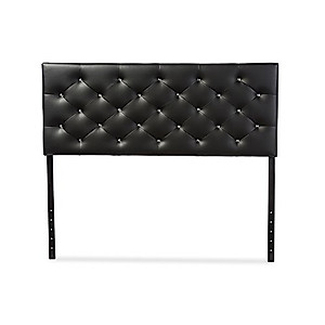 Baxton Studio Viviana Modern and Contemporary Black Faux Leather Upholstered Button-Tufted Full Size Headboard