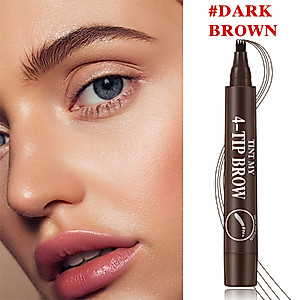 3Pcs Brow Pencil,Eyebrow Tattoo Pen,Long Lasting Waterproof Microblading Eyebrow Pencils,Brow Pen,with Eyebrow Trimmer,3 Eyebrow Models,for Creating Easy Natural Brows (Dark Brown)