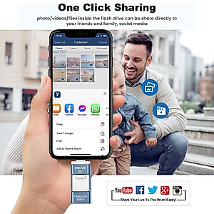 IMKAR 1TB Photo Stick for iPhone Flash Drive, iPhone Memory Stick Thumb Drives USB Stick External Storage Compatible with iPhone/iPad/Android/PC (Blue)
