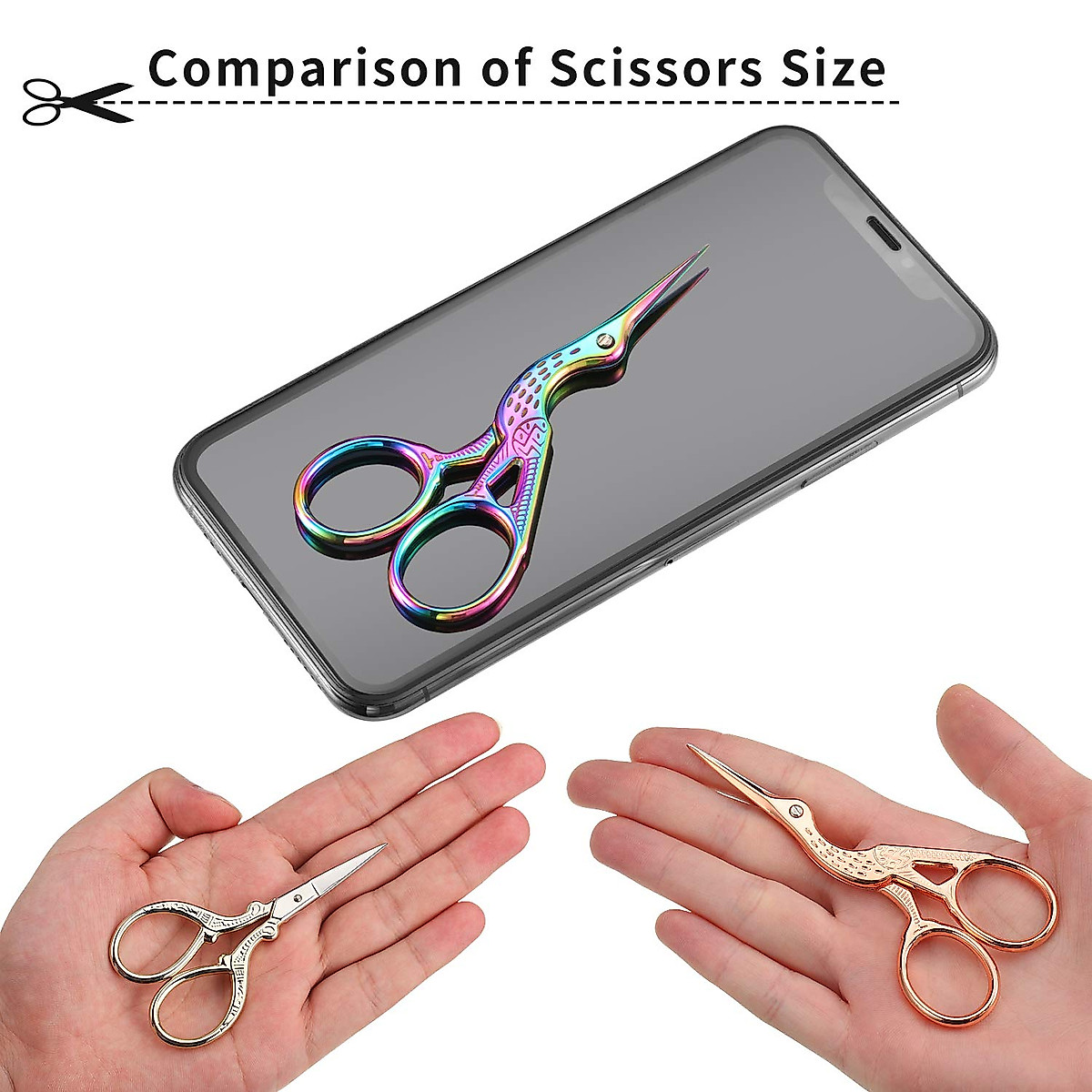 5 Pieces Stainless Steel Tip Classic Stork Scissors Crane Design 3.6 Inch Sewing Dressmaker Scissors for Embroidery, Craft, Needle Work, Art Work or Everyday Use (Style A)