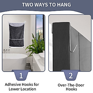 Hanging Laundry Hamper Bag with Adjustable Stainless Steel Door Hooks Best Choice for Holding Dirty Clothes and Saving Space