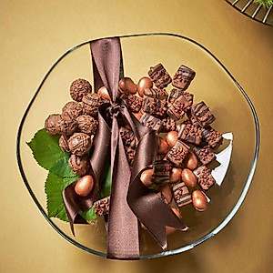 Biandeco Glass Round Platter Serving Tray - Wavy Edge Extra Large Charger Plate, 12 inch Diameter, Extra Resistant Centerpiece Dinnerware, Fruit, Dessert, Salad, Appetizer Plate