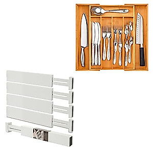 Bamboo Silverware Organizer And Drawer Divider (White) By Bellsal