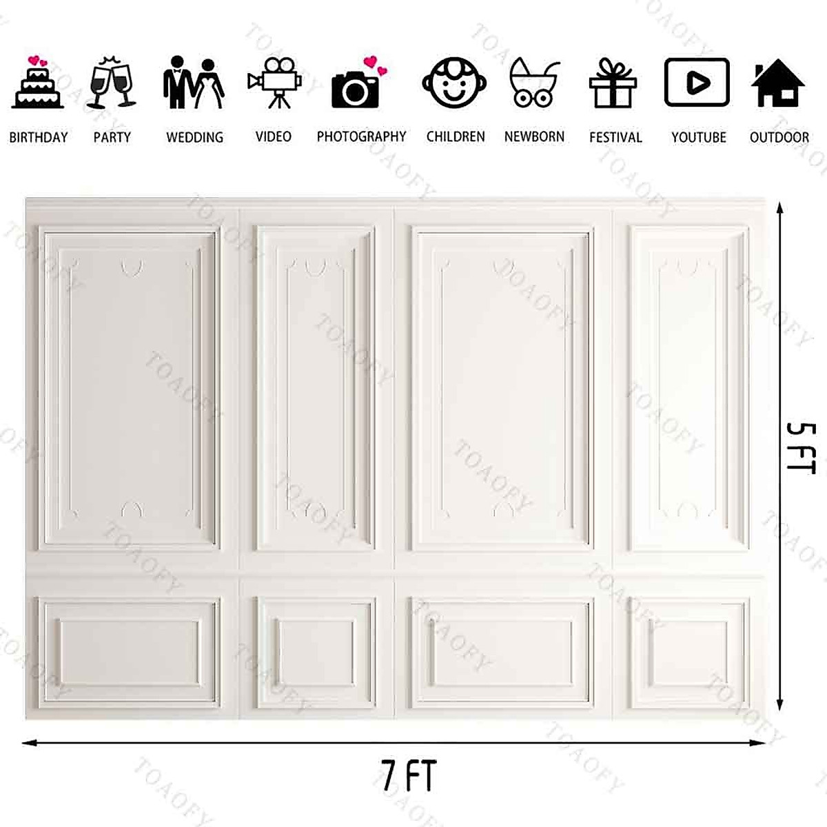 TOAOFY 7x5ft White Room Wall Backdrop Gray Classic Wall Background Interior Vintage Wall Backdrop Kids Adults Girls Birthday Party Baby Shower Cake Table Photo Booth Studio Props TAY1336
