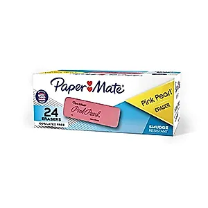 Paper Mate Pink Pearl Erasers, Medium, 24 Count