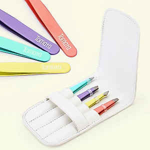 Tweezers for Eyebrows, Slant Tip and Pointed Eyebrow Tweezer Set Great Precision for Eyebrows Facial Hair, Ingrown Hair, Splinter, Blackhead and Tick Remover (4-piece) (Multi-color)