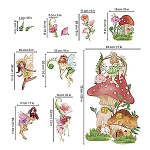 decalmile Forest Mushroom Fairy Wall Decals Elf Flower Grass Butterflies Wall Stickers Girls Bedroom Nursery Classroom Wall Decor