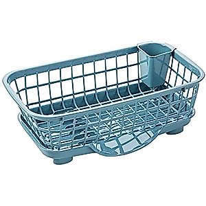Plate Rack Draining Dish Rack Household Dish Storage Rack With Chopsticks Cage Household Detachable Dish Drain Rack Kitchen Pan Plate Holder (Color : Blue)