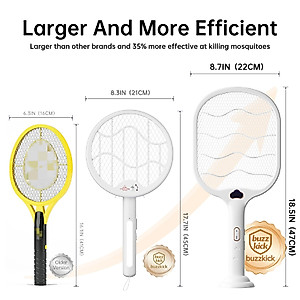 Electric Fly Swatter Racket 3500V buzzkick Bug Zapper Racket Dual Modes Mosquito Killer with Purple Mosquito Light Rechargeable for Indoor Home Office Backyard Patio Camping