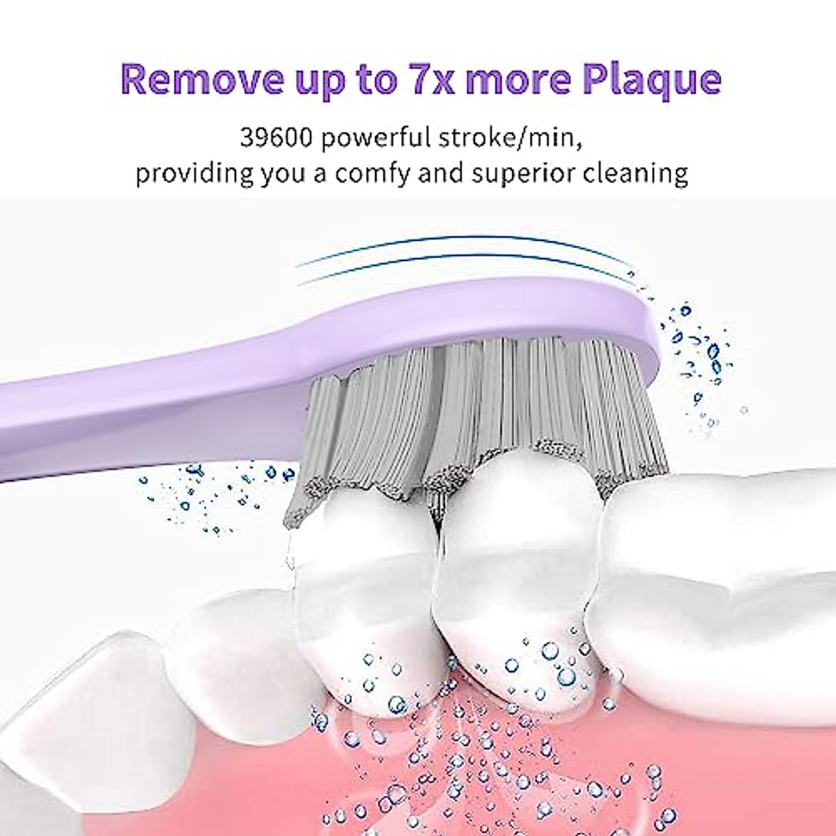 SARMOCARE Sonic Electric Toothbrush, Travel Rechargeable Toothbrushes for Adults Kids with 5 Modes and 6 Brush Heads, Waterproof,Smart Timer & Travel Case Included-Purple