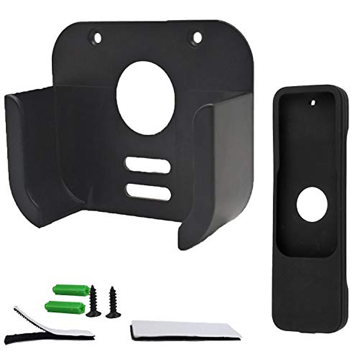 Wall Mount Bracket Compatible with Apple TV 4K 5th and 4th Generation - HJYuan TV Mount Holder with Black Siri Remote Silicone Protective Case Cover Compatible with Apple TV 4K 5th and 4th Gen