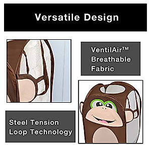 Smart Design Kids Pop Up Organizer with Animal Print - VentilAir Mesh Netting - for Toddlers, Baby Clothes, Plushies, and Toys - Home Organization - Hamper - 13 x 21 Inch - Brown Monkey