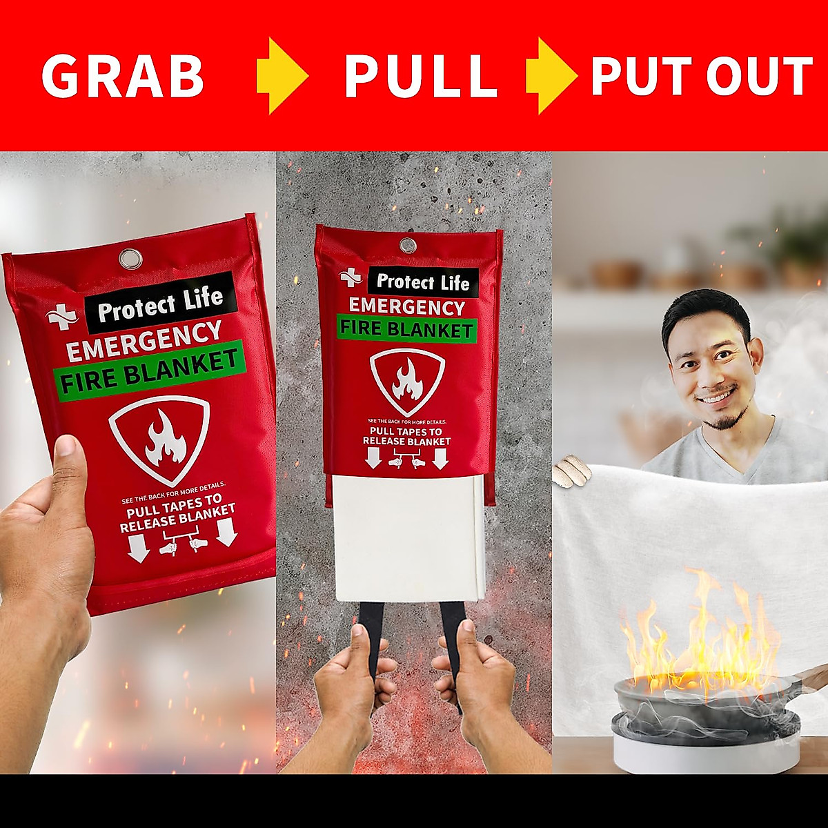 Protect Life Saving Fire Blanket Essential Safety Tools for Home, Workplace, and Travel 2 Pack 40 by 40 inches Fire Retardant Blankets Your First Line of Defense Against Emergencies