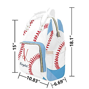 Anneunique Art Sports Baseball Diaper Bags Backpack with Name Personalized Baby Bag Nursing Nappy Bag Travel Tote Bag Gifts for Mom Girl, 10.83 x 6.69 x 15 Inch