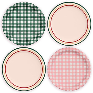 xo, Fetti Camp Gingham Paper Plates - 24 pk, 9" | Bachelorette Decorations, Camp Bride, Getting Lit + Getting Hitched, Gingham Birthday Party, Glamping Baby Shower Supplies, Cool Cake Plates