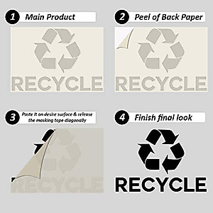 Ignixia Recycle Symbol Sticker Decal to Organize Trash cans/Garbage containers, Recycle Sign Decal Plotter Cut Vinyl Outdoor Recycle Containers (Black, 10 X 7) Inches Large (Pack of 02)