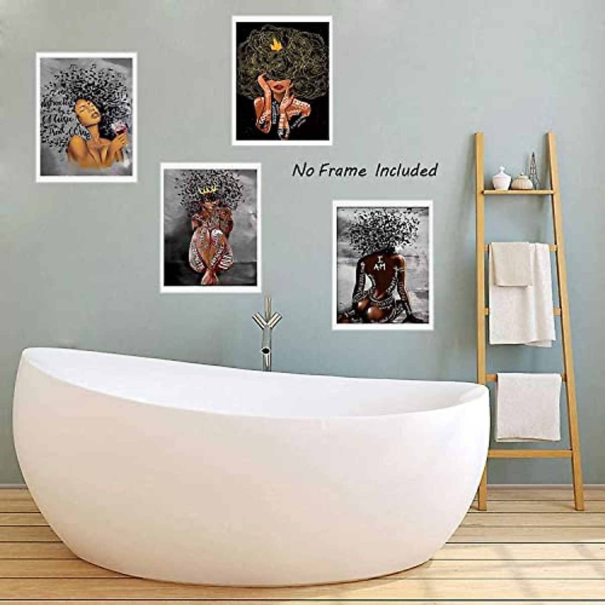 QXN Black Queen Poster African American Wall Art ,Motivational Girl Prints,Black Woman Prints,Fashion Room Modern Bathroom Bedroom Living Decor Aesthetic Artwork- Set of 4 (8''X 10'', No Frame)