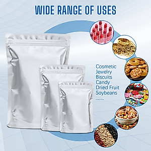 100 Pack Mylar Bags for Food Storage with 100x300cc Oxygen Absorbers - 9 Mil 10"x14" 6"x9" 4.3"x6.3" - Resealable Bags for Packaging Products & Ziplock Food Grade Bags for Storage