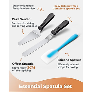 Kootek 12 Inch Cake Turntable Cake Decorating Kit Supplies, 7 Pcs Baking Supplies Aluminium Alloy Revolving Cake Decorating Stand, with 3 Icing Smoother, Icing Spatula, Silicone Spatula, Cake Cutter