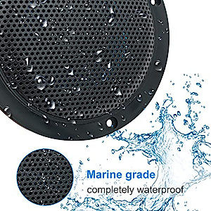 Herdio Marine Radio Package Compatible with Bluetooth, MP3/USB AM/FM Marine Stereo+4 Inches Marine Ceiling Flush Wall Mount Speakers (A Pair)