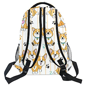 Lovely Corgi Dogs Backpack for Girls Kids Boys Cute Animals Pupyy School Backpacks Waterproof Student Laptop Book Bag College Carrying Bags Casual Durable Lightweight