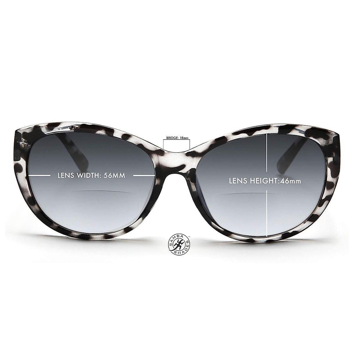 SAMBA SHADES Reader Sunglasses for Women Bifocal for Reading Under the Sun Cateye Glasses Black Tortoise 2.00