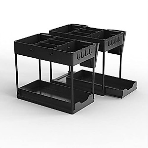 SOLIUM STAR Under sink organizer 2 Pack - Bathroom storage - Kitchen sink organizer - Bathroom cabinet organizer - Under sink organizers and storage - Bathroom sink organizer - Under sink storage