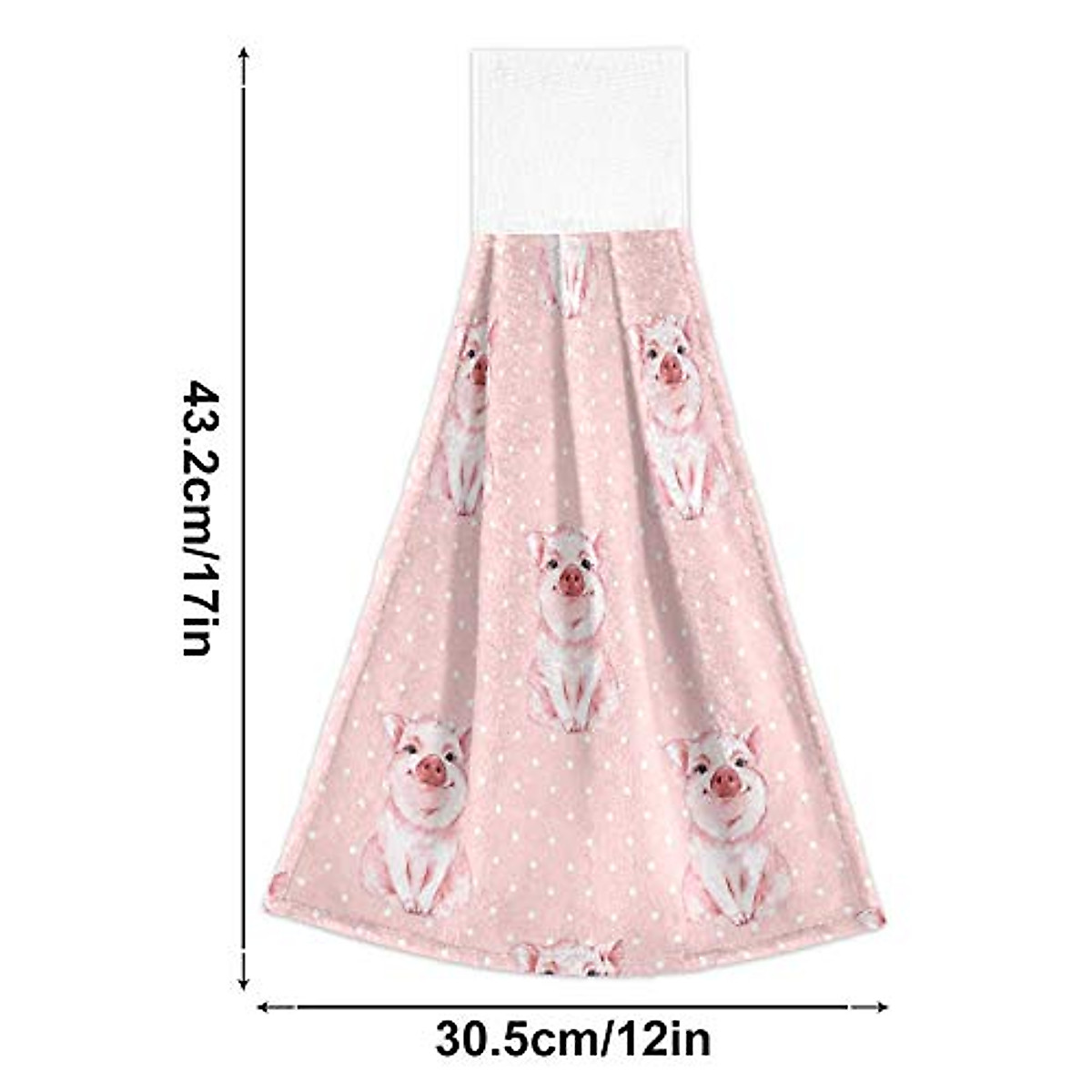 KEEPREAL Pink Pig Kitchen Towels Set of 2, 12 X 17 in Soft Hand Towels or Dishcloths with Hanging Loop, Absorbent Hand Towel for Bathroom Kitchen Décor