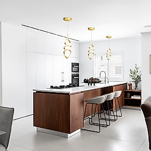 Pendant Lights,3 Pack Brushed Gold Pendant Lighting for Kitchen Island,LED Pendant Lights 3 Color Temperature,Modern Pendant Light Fixtures,Gold Brass Pendant Lighting,Dimmable Spiral Ceiling Light