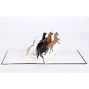 Liif Galloping Horses Greeting Pop Up Card For All Occasions, Pop Up Birthday Card, Happy Birthday Card, Fathers Day Card, Congratulations Card, Retirement Card, Horse Gifts For Women, Horse Lovers