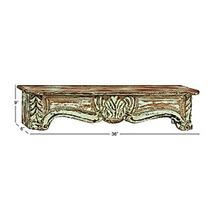 Deco 79 Wood Scroll Distressed 1 Shelf Wall Shelf, 36" x 6" x 9", White