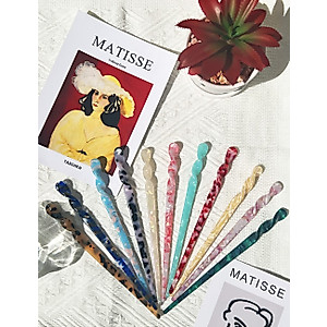 12 Pieces Acetate Hair Sticks Tortoise Shell Hairpin Leopard Shell Hair Pins Chinese Hair Sticks for buns Hair Styling Accessories Hair Chopsticks for Women Girls,12 Style Not Repeating Pattern