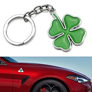 iJDMTOY Chrome Finish The Lucky Quadrifoglio Four Leaf Clover Cloverleaf Key Chain Ring Keychain