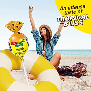 Colombina Bon Bon Bum Lollipops w/Bubble Gum Center, Passion Fruit Flavor, Individually Wrapped, Ideal for Party Favors and Gifts, 1 Pack (24 Count)