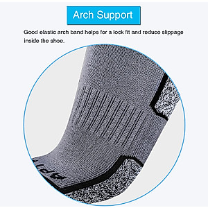 APTYID Men's Moisture Wicking Athletic Ankle Socks, Size 9-12, Carbon Grey, 6 Pairs