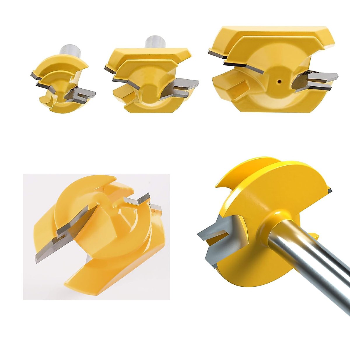 Ozmatip 45 Degree Lock Miter Router Bit 3-Piece Set, for 31/64", 3/4"，1"，Cutting Height, 1/2 Inch Shank.Woodworking Tools Joint Router Bits