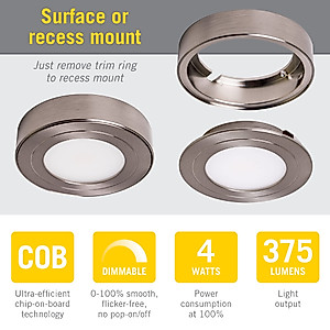 Armacost Lighting PureVue 233412 Dimmable LED Puck Light - Soft Bright White, White Finish