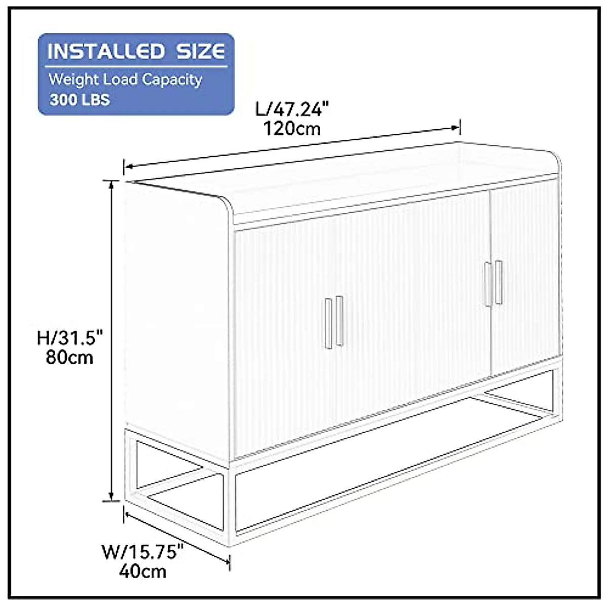 LyuHome Buffet Cabinet with Storage Modern Sideboard Cabinet for Kitchen Farmhouse Cabinet for Dining Room and Living Room with Door (Black and Gold