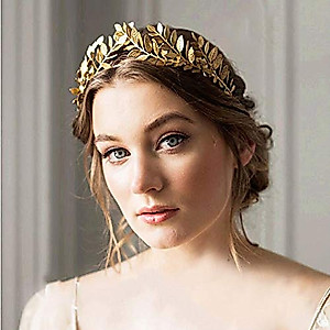 YallFF Greek Roman Laurel Leaf Bracelet Armband Golden Laurel Leaves Crown Tiara Costume Greek Goddess Headband Hair Comb Bridal Wedding Headpiece Hair Accessories
