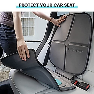 HEYTRIP Car Seat Protector, 2 Packs, Rear-Facing/Forward Facing Car Seat Mat for 0~12 Years Old Children, Waterproof, Easy Cleanup, Non-Slip, Fit Most Car Seats(Light Grey Blue)