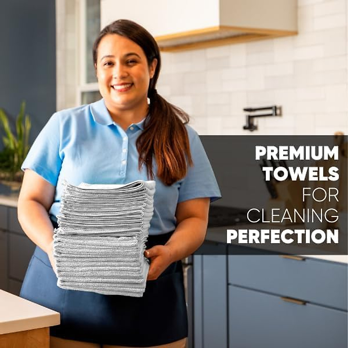 Simpli-Magic White Microfiber Bar Mop Kitchen Towels, Pack of 50, Size: 15” x 18”, White