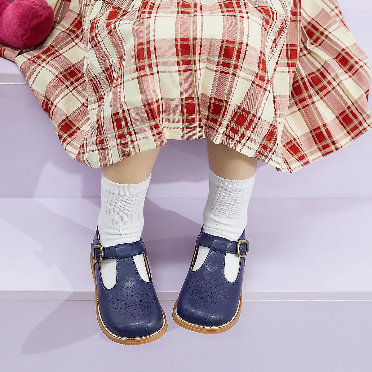 Otter MOMO Todder Little Girls Blue Oxford Shoes Mary Jane T-Strap Size 2 School Uniform Party Dress Flat Shoes