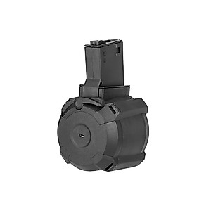 GoldenBall x Sentinel Gears 1200 Rounds Electric Polymer Drum Airsoft Magazine for M4 AEGs, Battery Included - Black