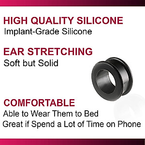 bodyjewellery 7/8 inch 22mm Black Implant grade silicone Double Flare Tunnels Ear Gauge Plugs ABCF Ear Stretching Piercing 2Pcs