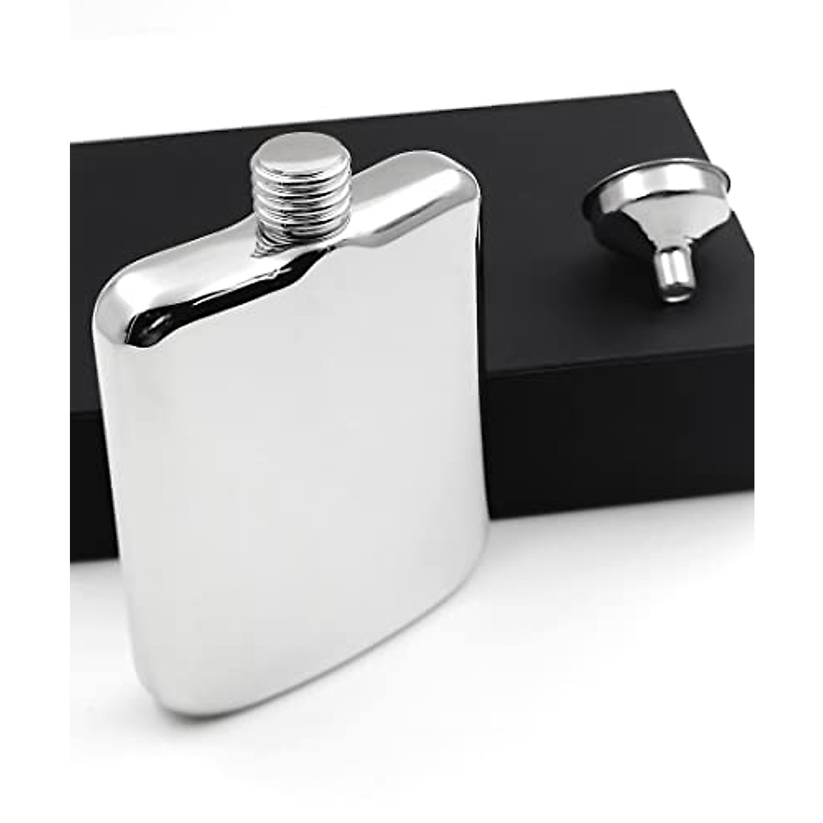 iSavage 6oz Hip Flask Square Shape 18/8 Stainless Steel Mirror Finishing with a Funnel-YM116
