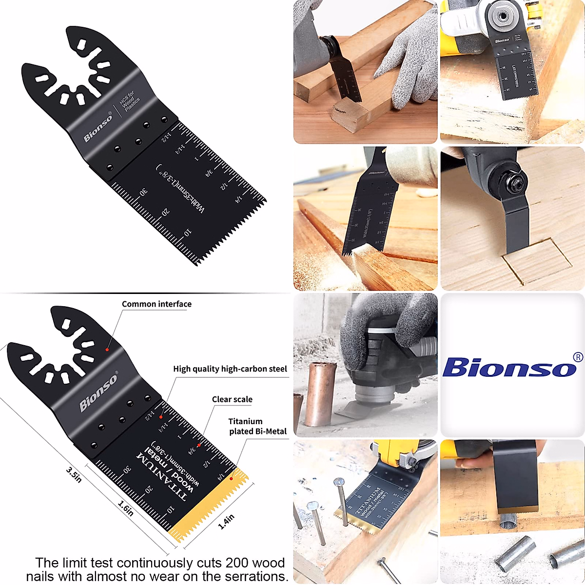 Bionso 28PCS Oscillating Saw Blades, Professional Universal Titanium Multitool Blades for Wood Plastics Metal, Quick Release Multi Tool Blades Kits Fit Dewalt Ryobi Milwaukee Rockwell Fein Makita